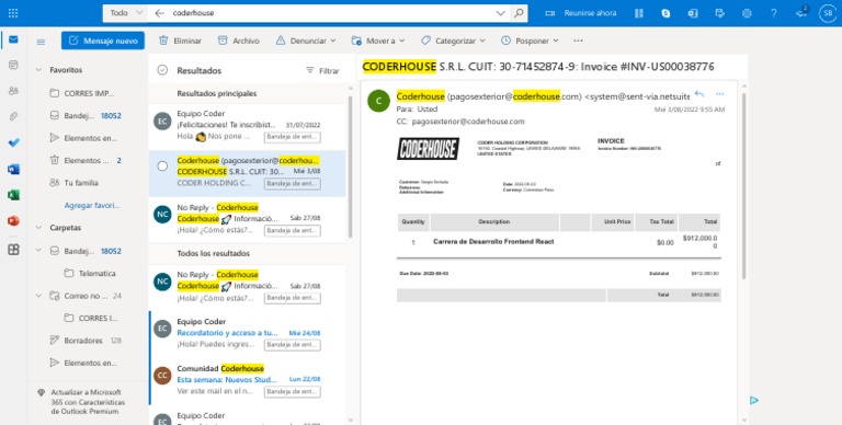 Análisis de factura de pago de curso de desarrollo frontend con React de Coderhouse | PDF ...