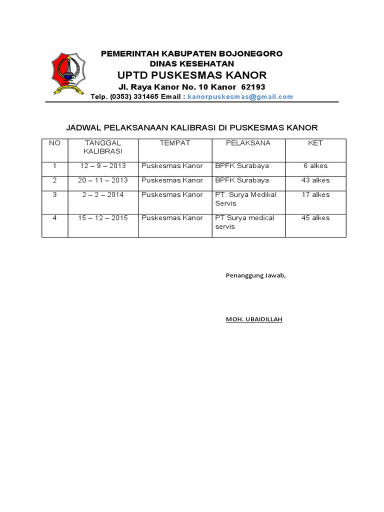 Jadwal Kalibrasi | PDF