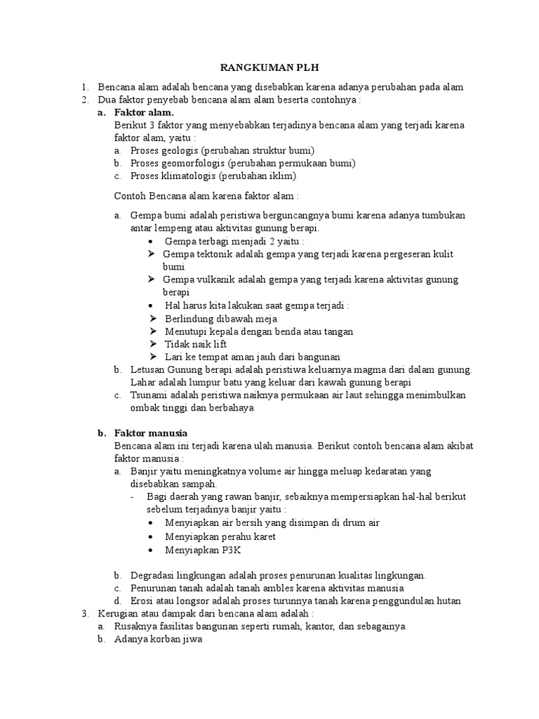 RANGKUMAN PLH Bab 4 - SD | PDF