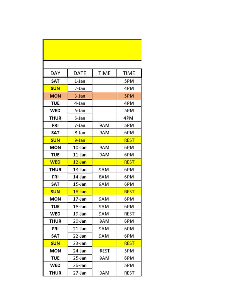 Training Schedule | PDF | Strength Training | Physical Exercise