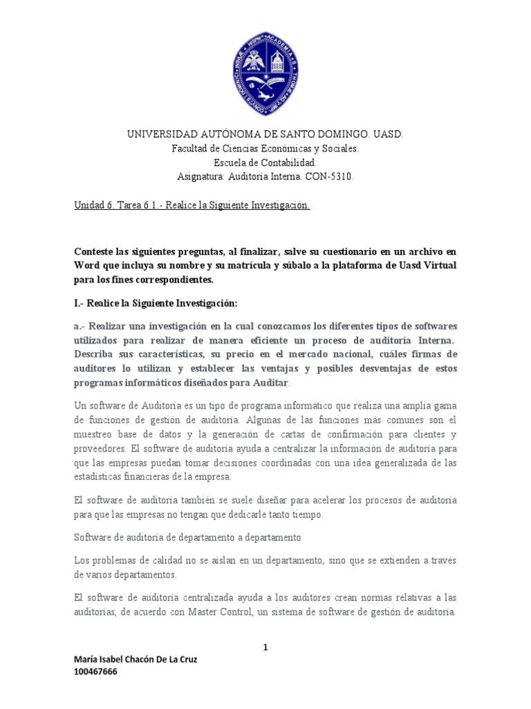 Unidad 6 Tarea 6.1. - Investigación | PDF