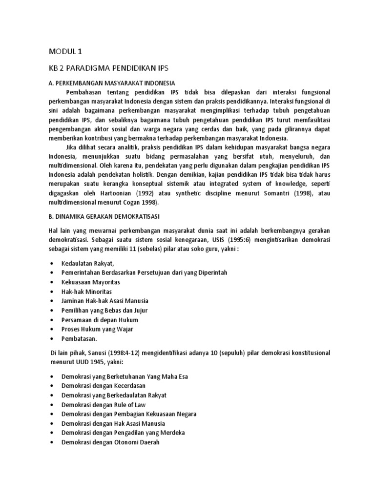 Modul 1 KB 2 Paradigma Pendidikan Ips | PDF