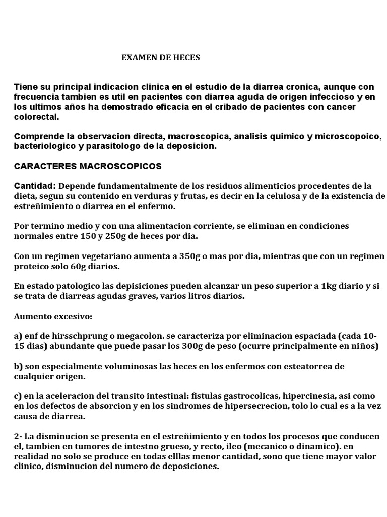 Examen de Heces: Diagnóstico y Análisis | PDF | Salud y bienestar