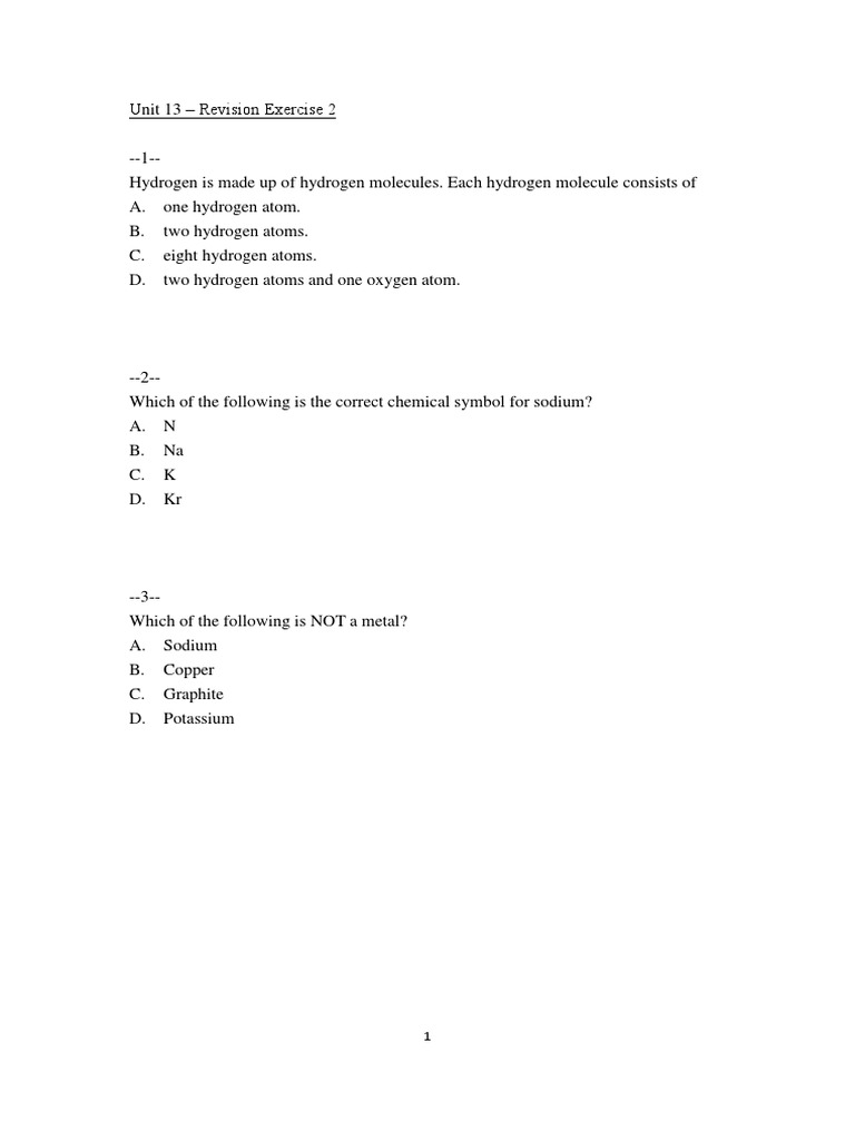 F3 Revision Exercise 2 | PDF | Atoms | Ion
