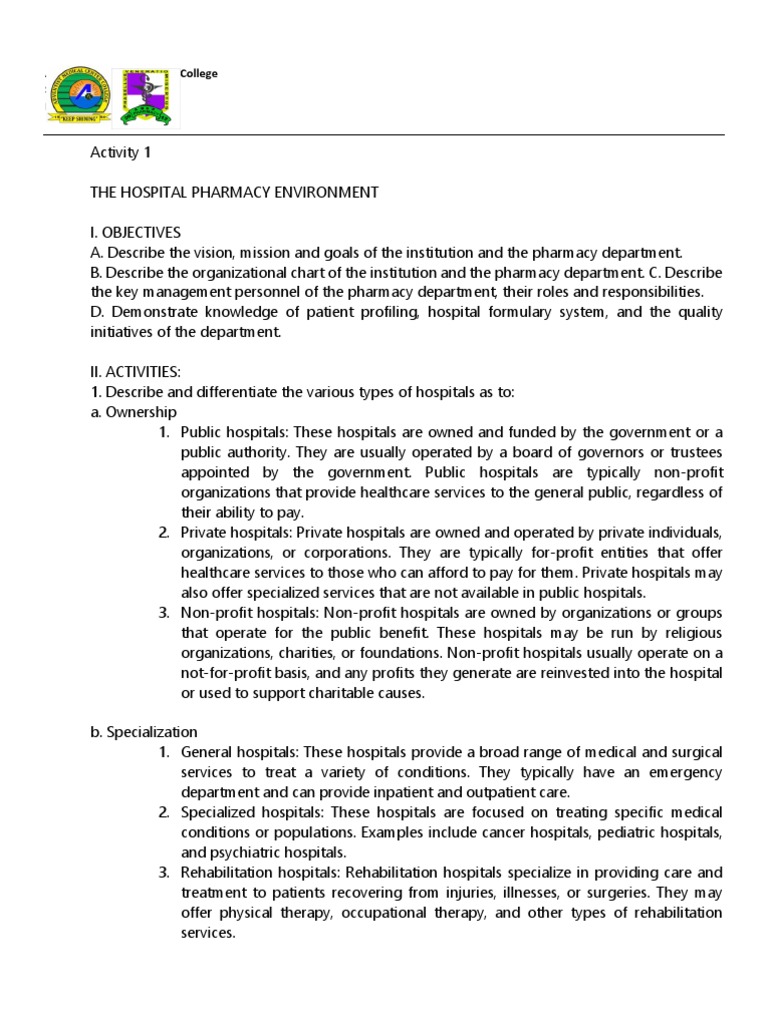 Comparing Regulatory Standards and Organizational Guidelines for Hospital Pharmacies in the ...