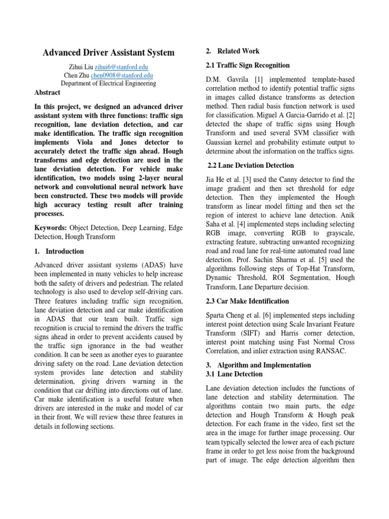 Advanced Driver Assistant System: Zihui Liu Chen Zhu Department of ...