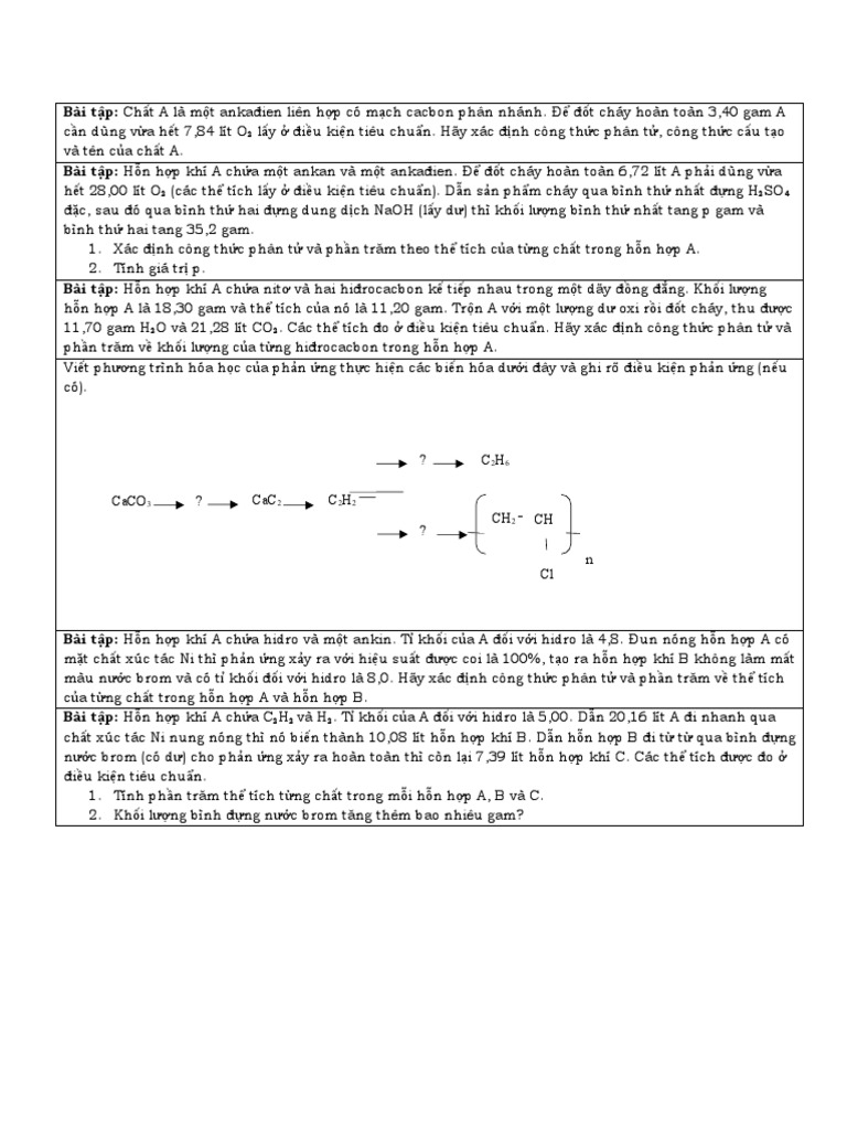 HÓA HỌC NÂNG CAO (ANKAN-ANKEN-ANKIN) | PDF