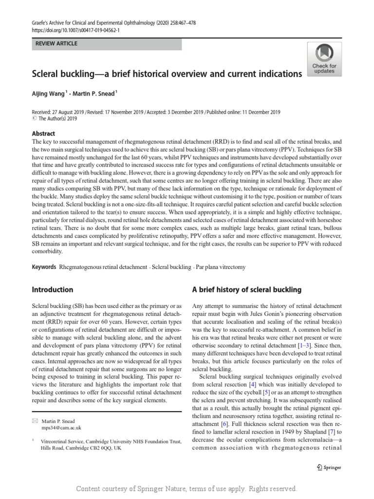 Scleral Buckling-A Brief Historical Overview and C | PDF | Retina ... Scleral Buckling-A Brief Historical Overview and C | PDF | Retina ...