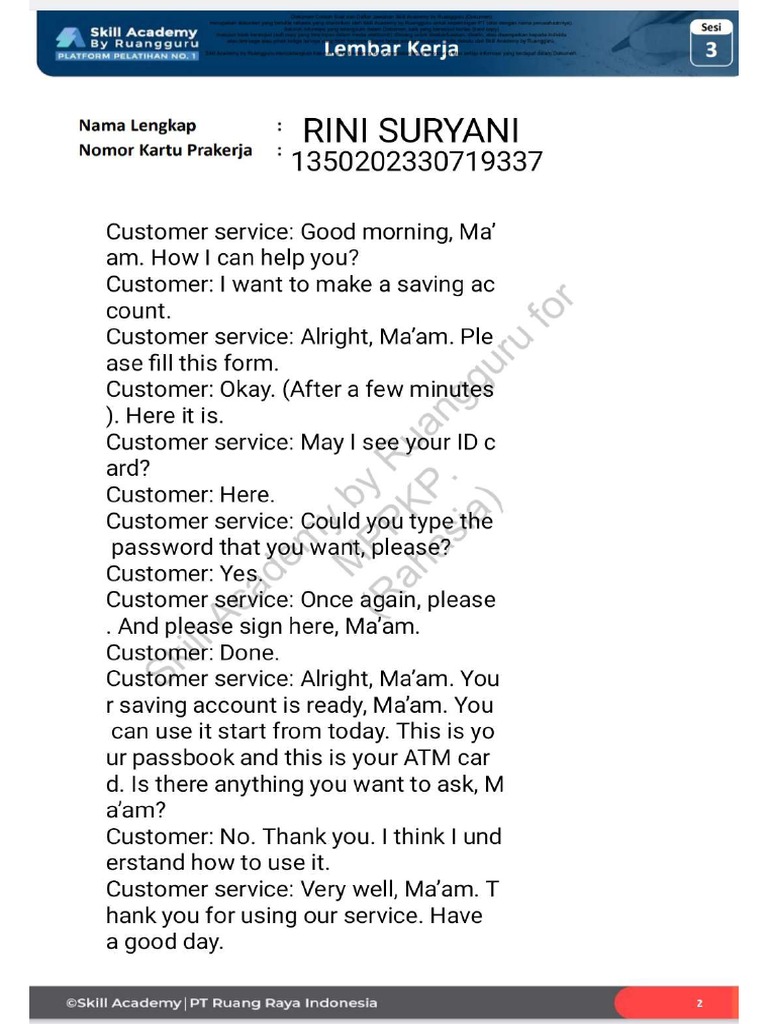 TPM 3 Membuat Naskah Dialog Pelayanan - (RINI SURYANI) | PDF