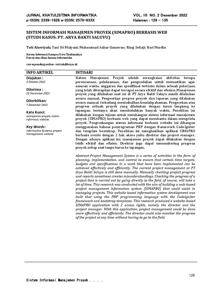 Sistem Informasi Manajemen Proyek (Simapro) | PDF