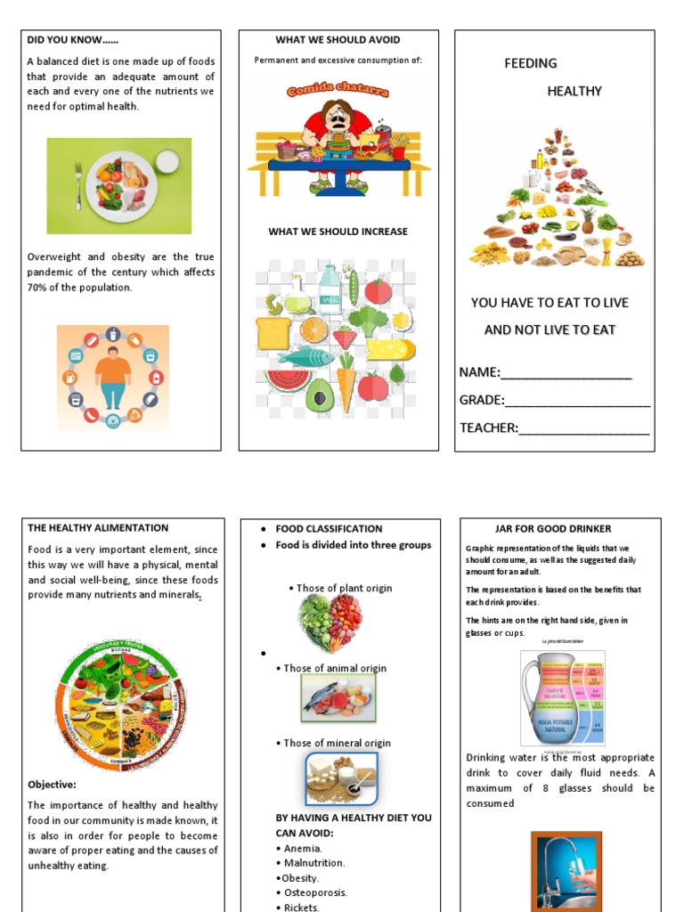 Trifolio En Ingles Vida Saludable | PDF | Obesity | Healthy Diet