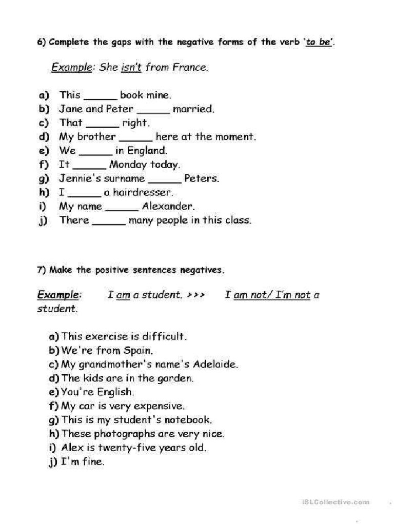 Simple Present Exercise Verb To Be | PDF