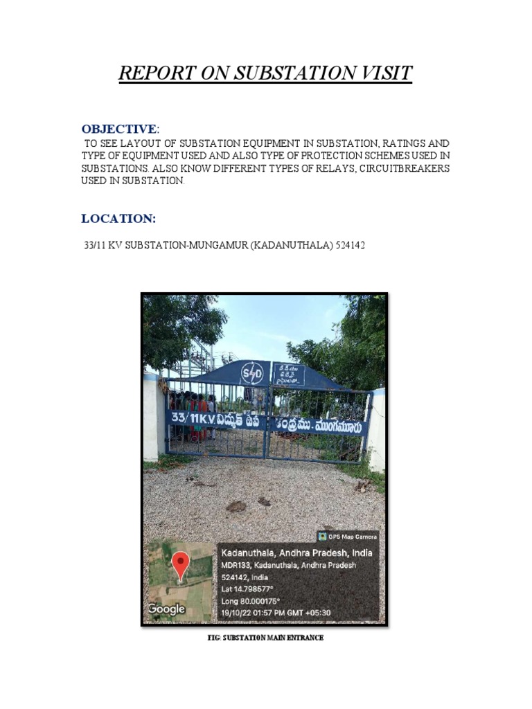 1896mungamur Substation Visit Report | PDF | Electrical Substation ...