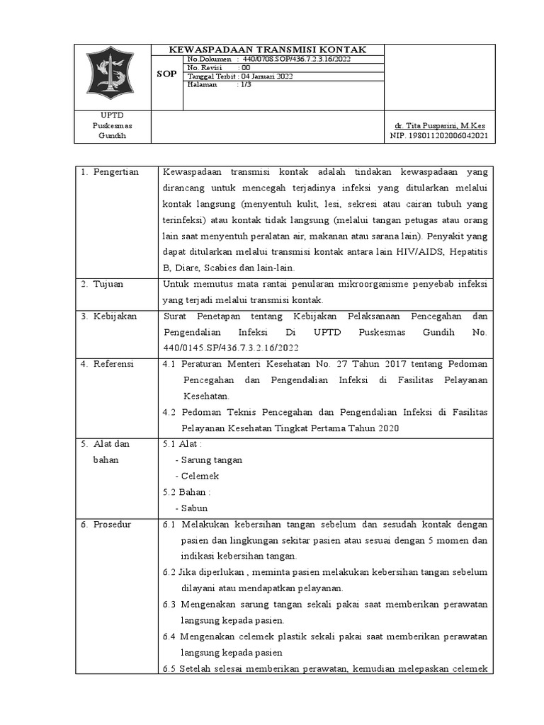 KEWASPADAAN TRANSMISI KONTAK | PDF