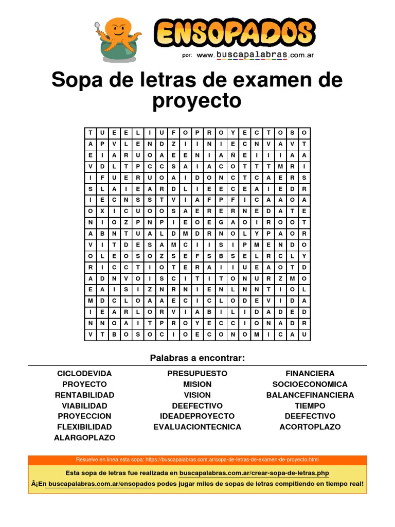 sopa-de-letras-de-examen-de-proyecto | PDF