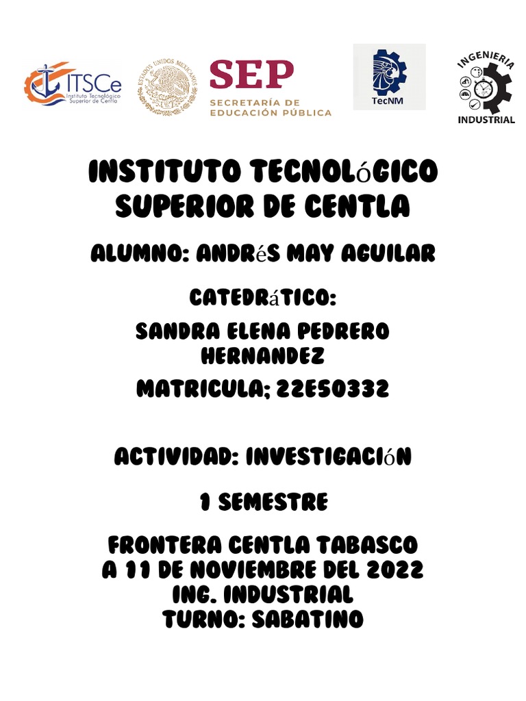 Instituto Tecnol Ó Gico Superior de Centla: Alumno: Andr É S May ...