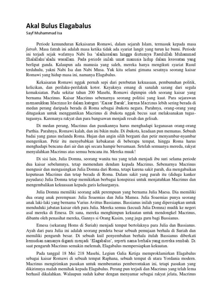 Akal Bulus Elagabalus - Drise | PDF