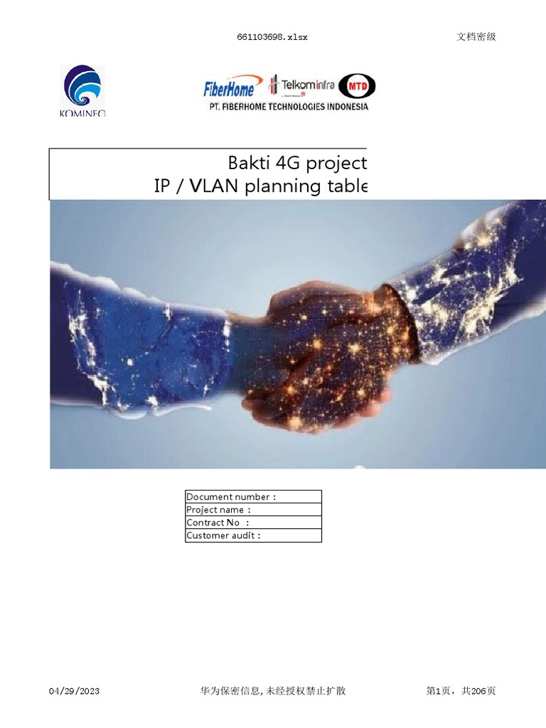 Bakti 4G project IP / VLAN planning table（V1.0）: 661103698.xlsx 文档密级 | PDF | Network Switch ...