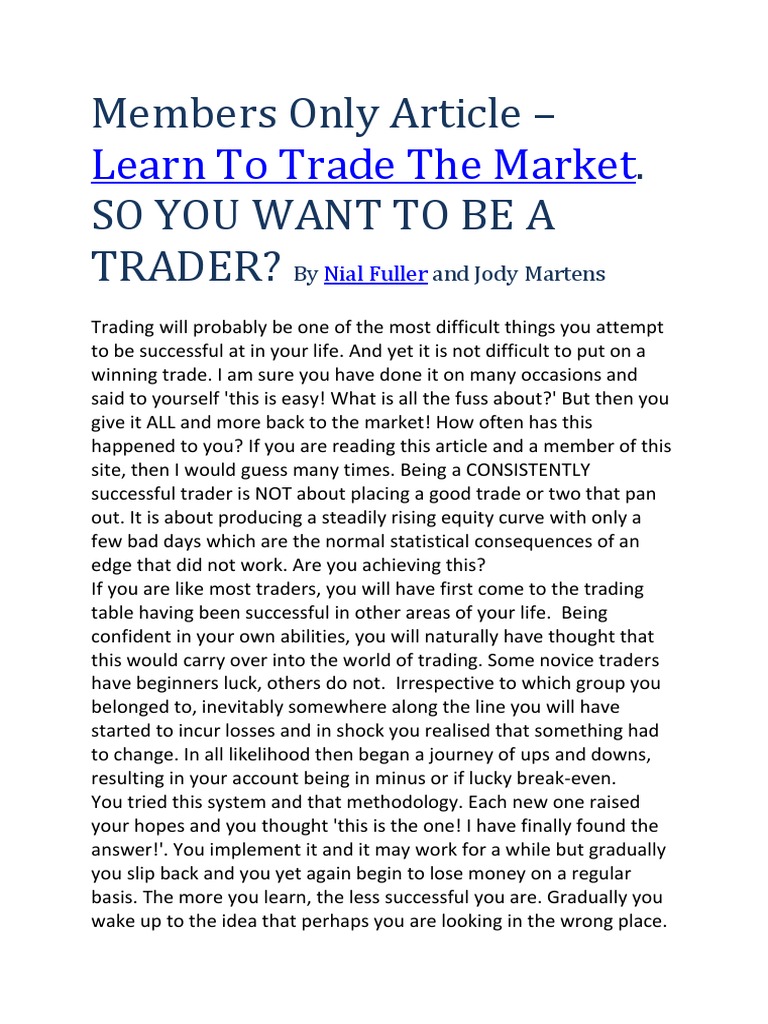 Nial Fuller - So You Want To Be A Trader | PDF | Disciplines | Thought