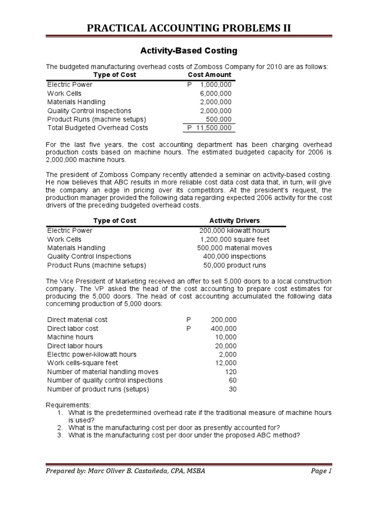ABC and Standard Costing problem | PDF | Cost | Economies