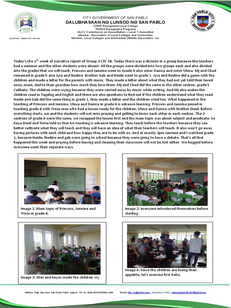2nd Week of Narrative Report | PDF | Learning