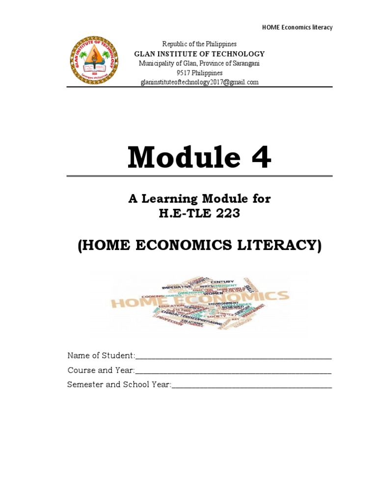 Home Economics Literacy Module Overview | PDF | Nutrition | Diet ...