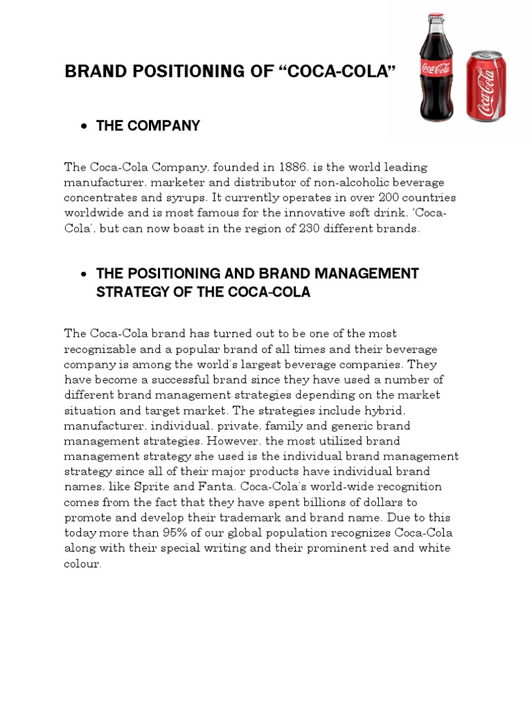 Coca-Cola Brand Positioning | PDF | The Coca Cola Company | Brand