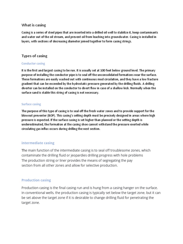 Types of Casing | PDF