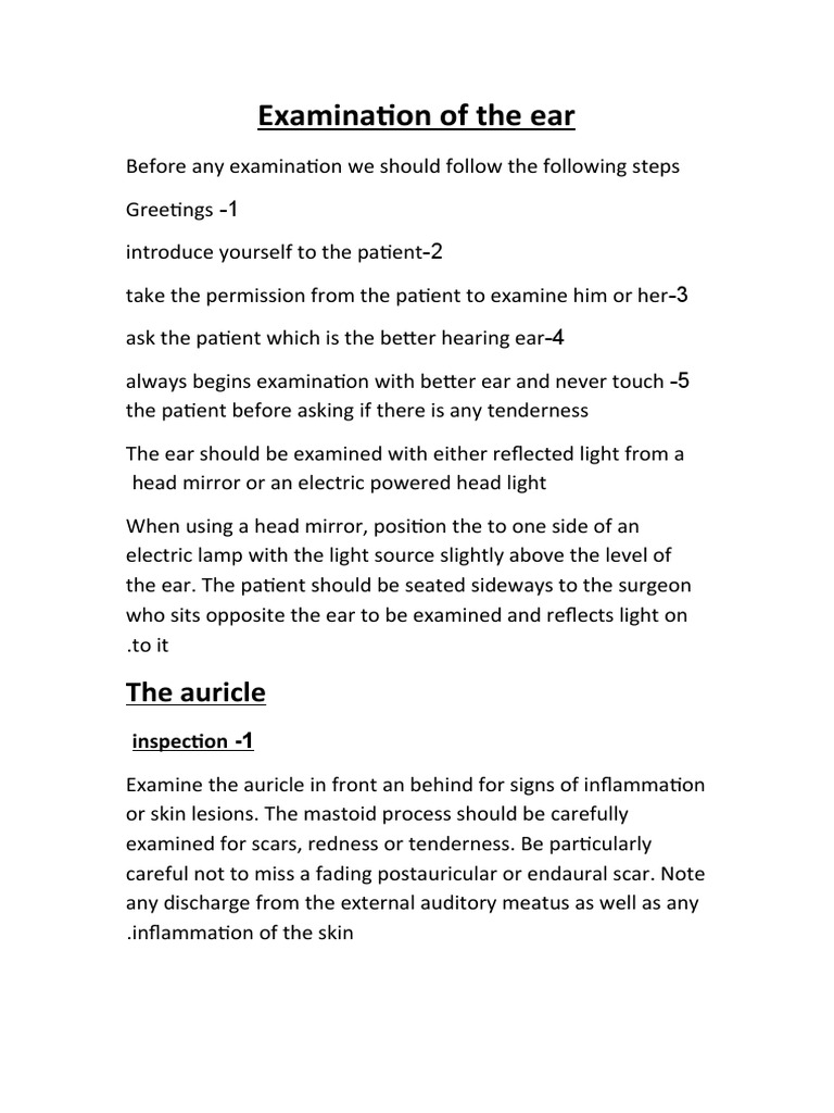 Ear Examination | Download Free PDF | Ear | Diseases And Disorders