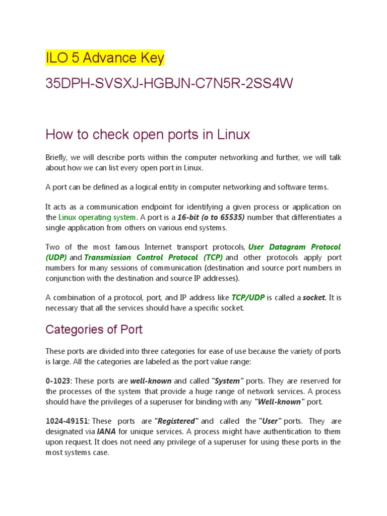 How To Check Open Ports in Linux | PDF | Port (Computer Networking) | Network Socket