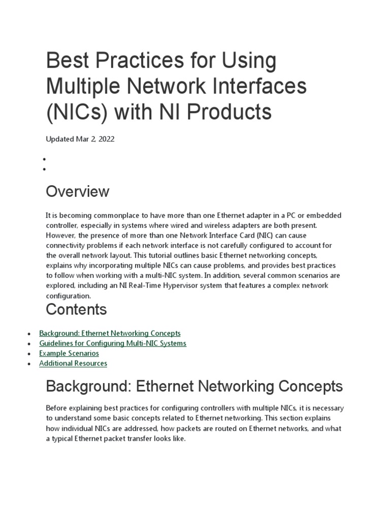 Best Practices For Using Multiple Network Interfaces | PDF