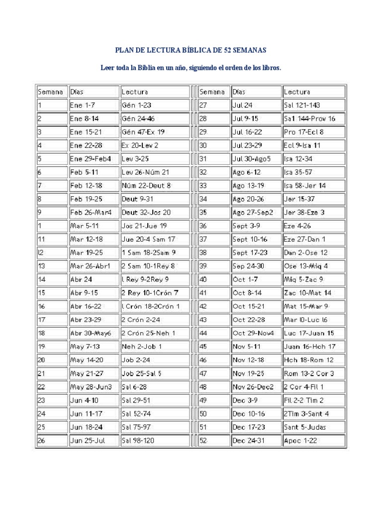 Plan de Lectura Bíblica 2025 | PDF