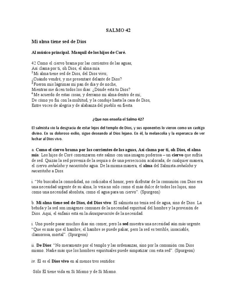 La sed del alma por Dios: Un análisis del Salmo 42 | PDF | Salmos