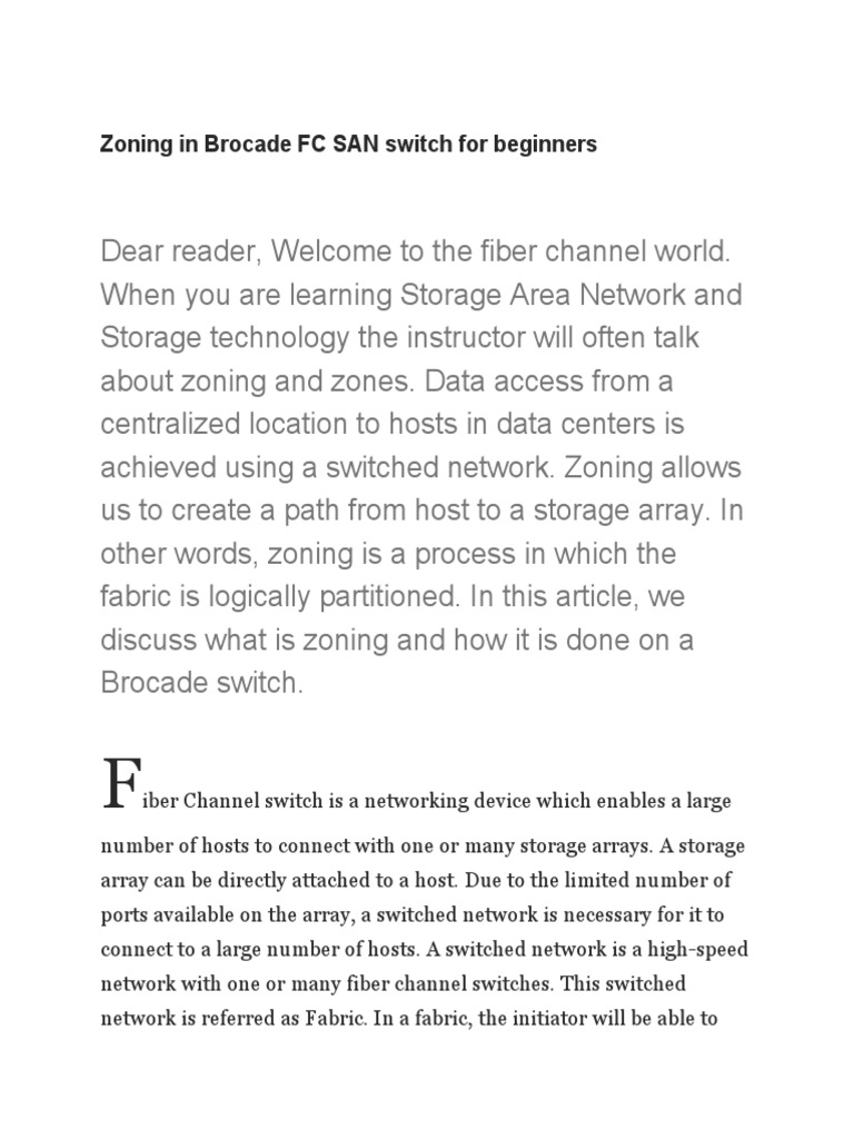 Zoning in Brocade FC SAN Switch For Beginners | PDF | Network Switch | Computer Network