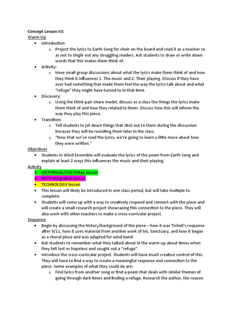 Cross-Curricular Lesson Example | PDF | Behavior Modification ...