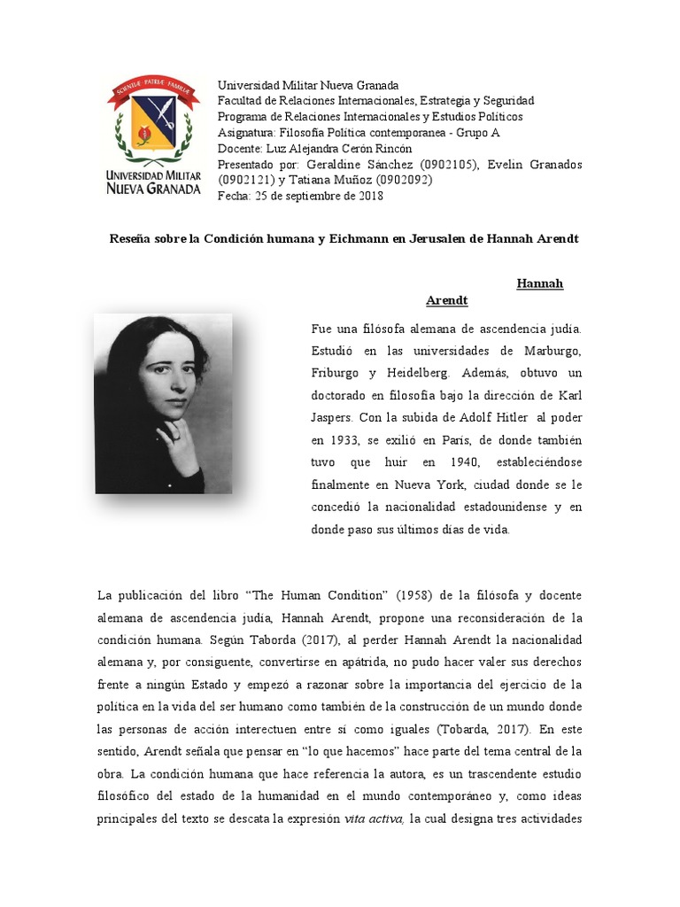 Reseña de Hannah Arendt 2 | PDF | Hannah Arendt | Adolf Eichmann