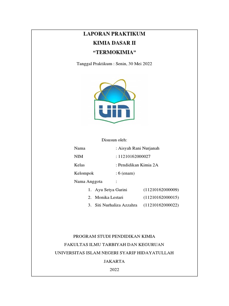 Kelompok 6 - 027 - Aisyah Rani Nurjanah - 2021A - Termokimia | PDF