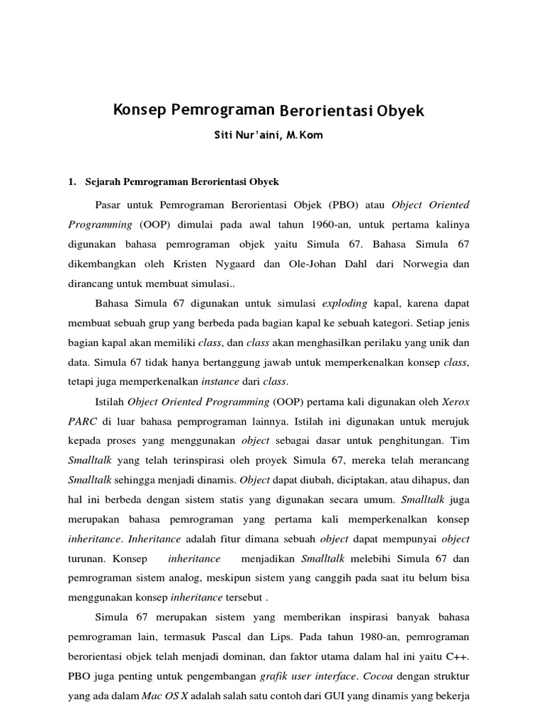 Pert 2 Konsep OOP | PDF