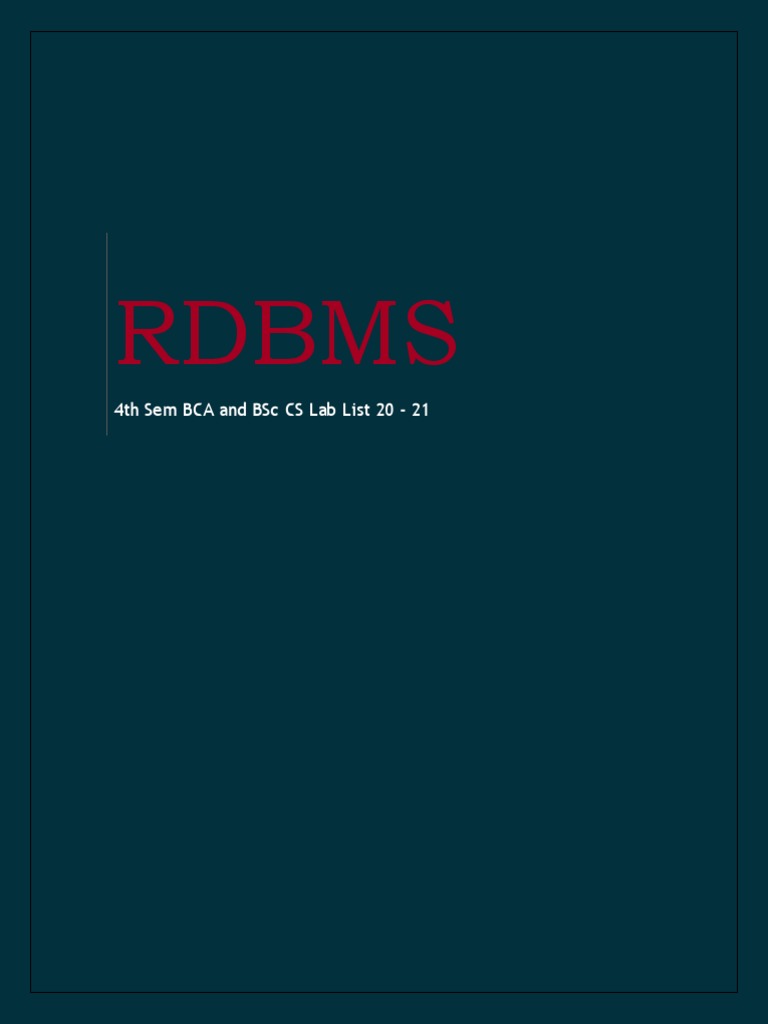 RDBMS: 4Th Sem Bca and BSC Cs Lab List 20 - 21 | PDF | Software Design | Data Model