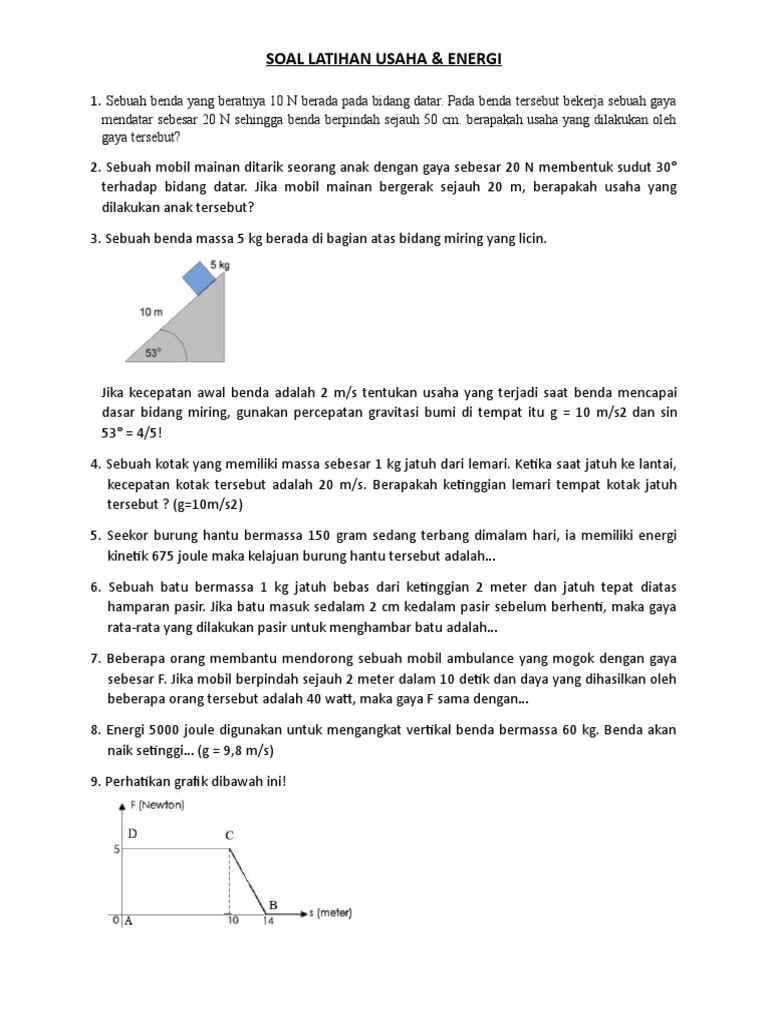 Soal Latihan Usaha Dan Energi | PDF