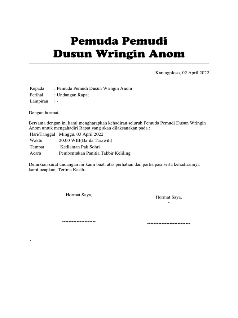 Undangan Pemuda Pemudi | PDF