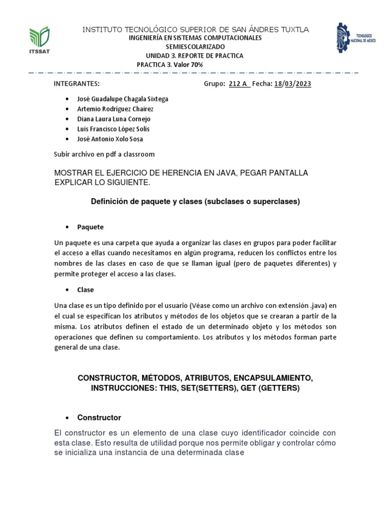 Definición de Paquete y Clases (Subclases o Superclases) | PDF ...