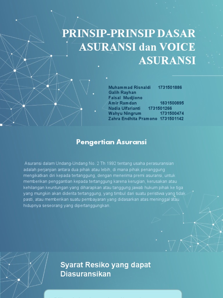 Prinsip-Prinsip Dasar Asuransi Dan Voice Asuransi | PDF