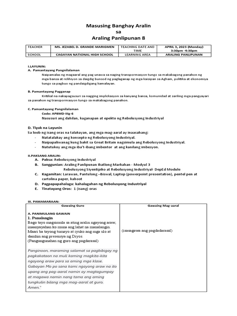 Detailed Lesson Plan in AP8 | PDF