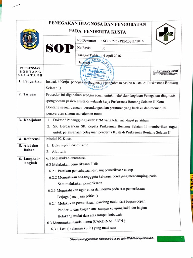 SOP DX Kusta | PDF
