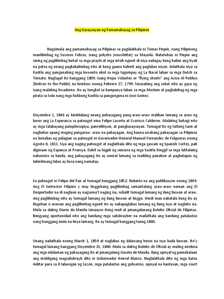 Kasaysayan NG Pahayagan Sa Pilipinas | PDF