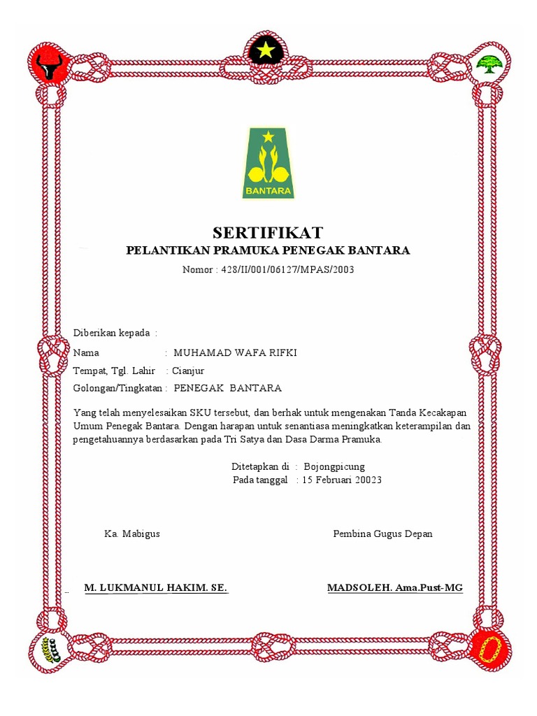 Sertifikat Bantara | PDF
