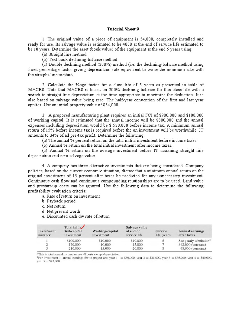 Tut 9-11 | PDF | Depreciation | Economies