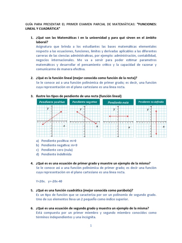 Guia Matemáticas? | PDF | Ecuaciones | Pendiente
