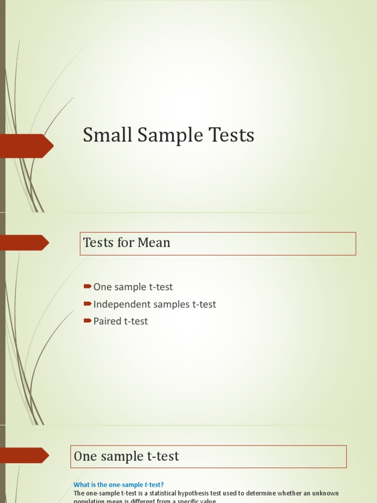 Small Sample Tests - Handout | PDF | Student's T Test | Statistical ... Small Sample Tests - Handout | PDF | Student's T Test | Statistical ...